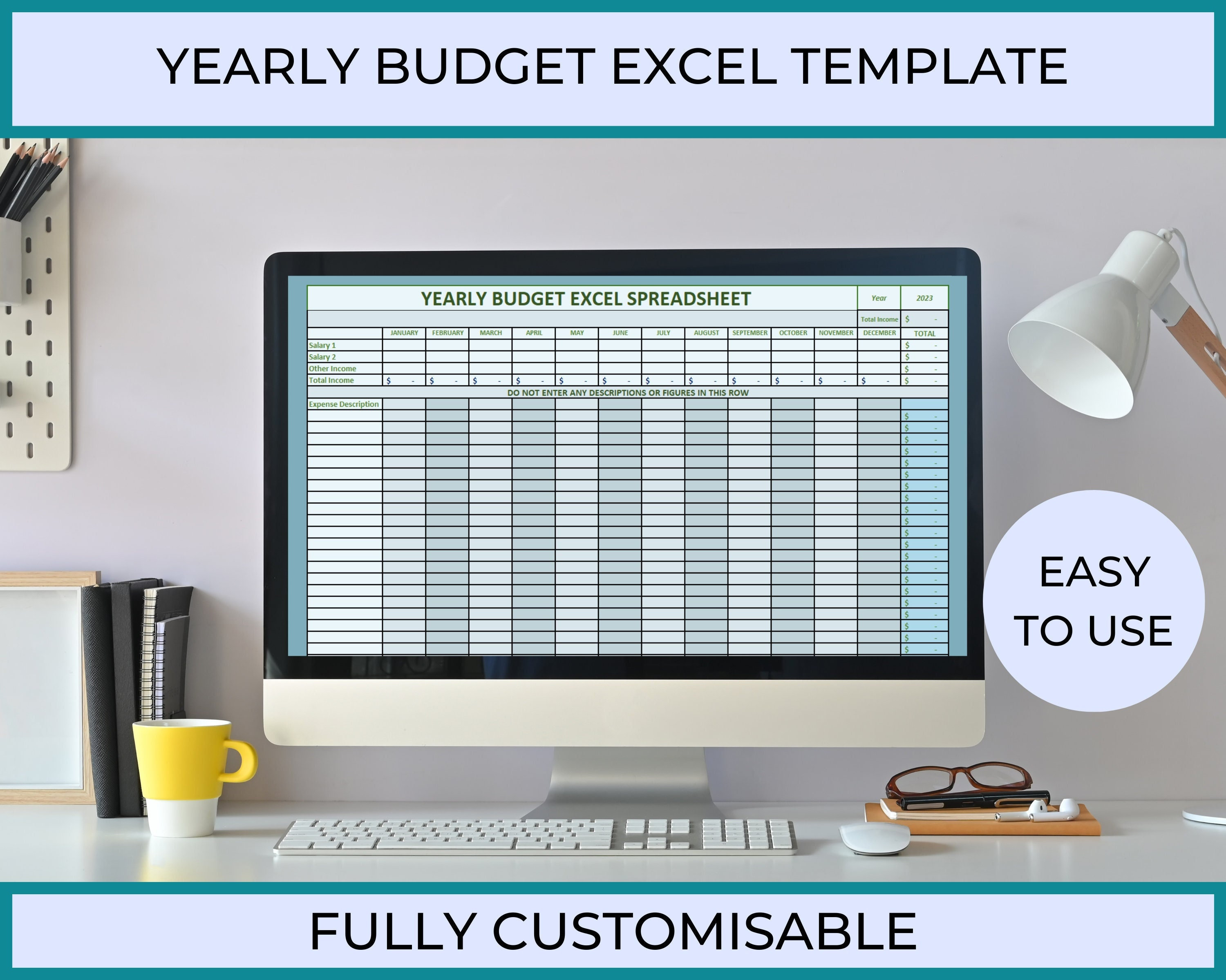 Excel Budget Spreadsheet Template, Simple Monthly & Annual Budget ...