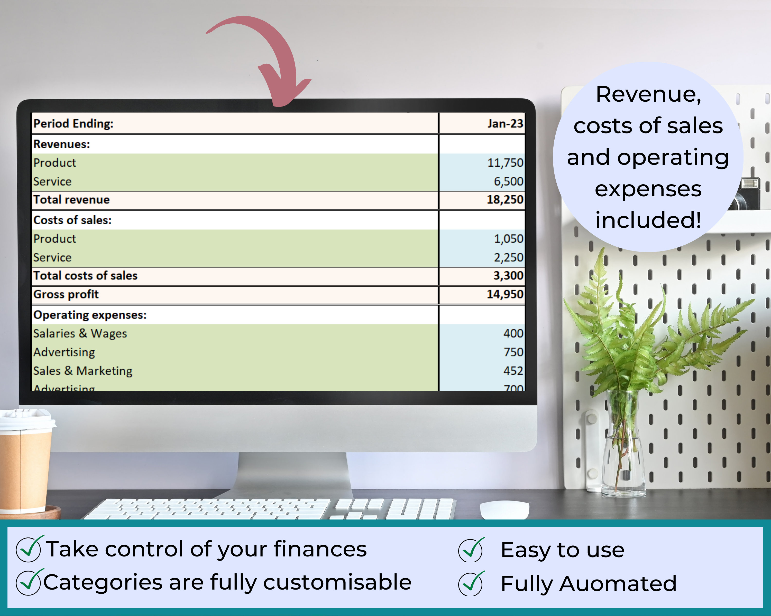 Editable Monthly Profit and Loss Excel Template: Small Business Tracker ...