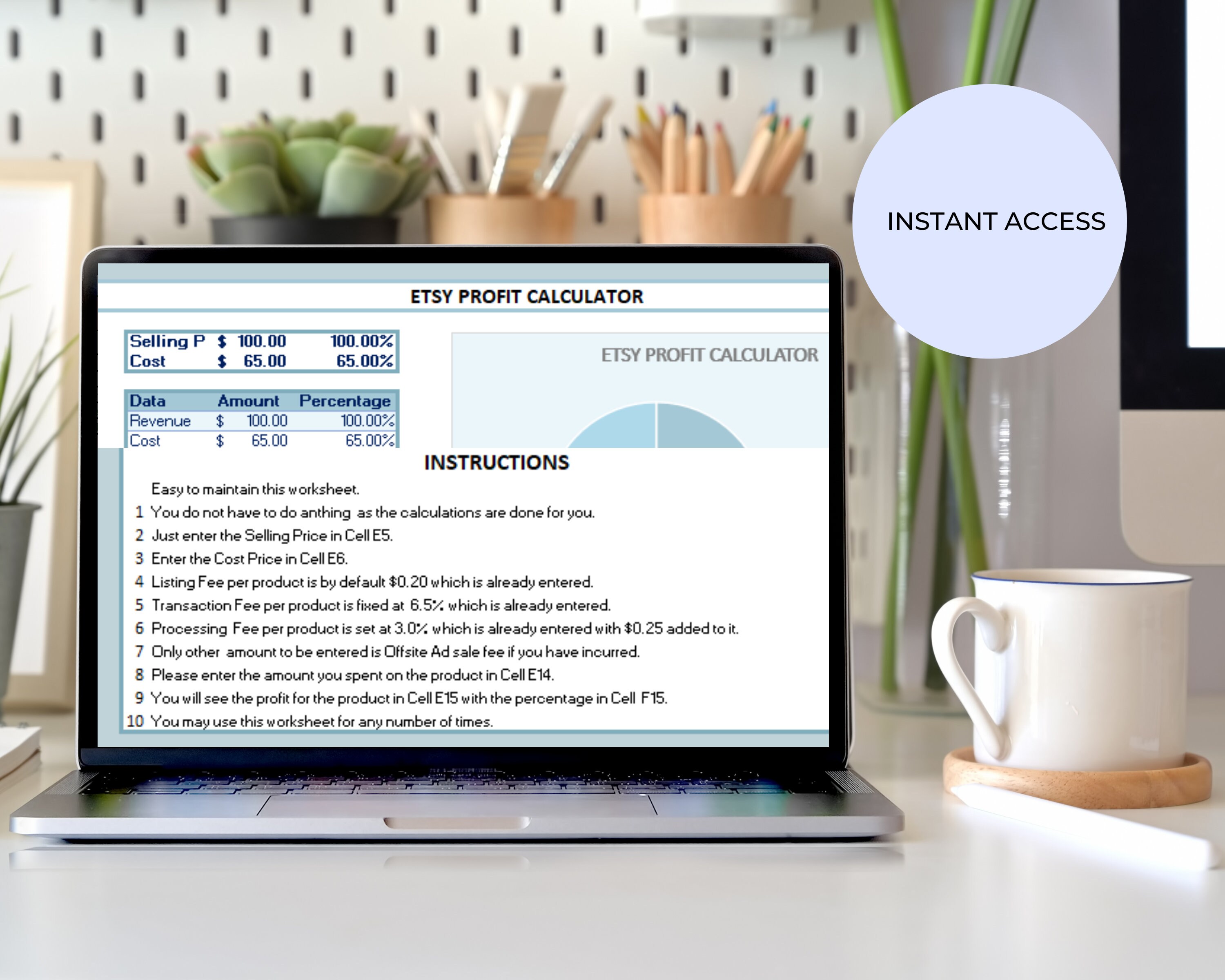 Etsy Profit Calculator for Sellers, Pricing Template for Small Business ...