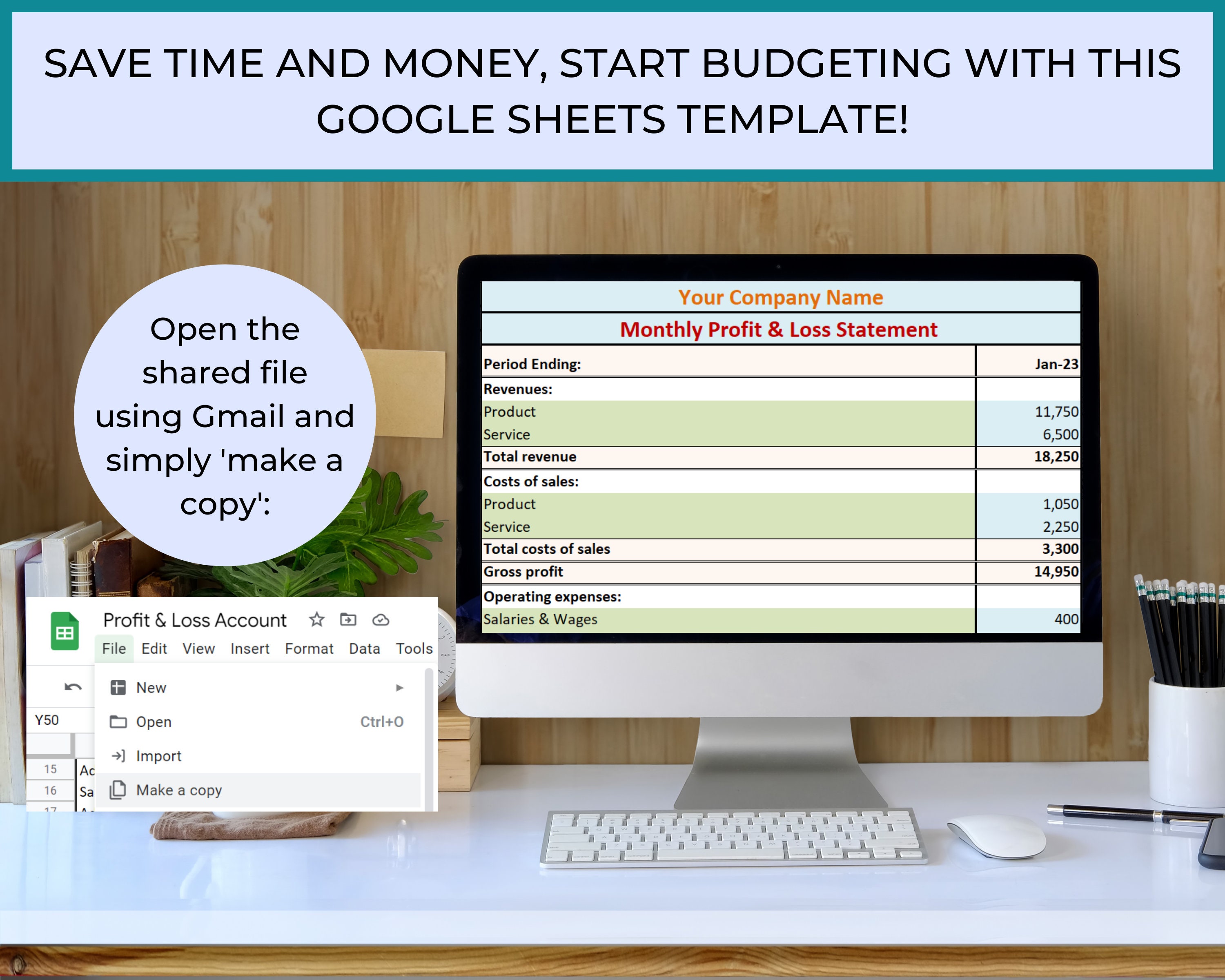 Editable Monthly Profit & Loss Google Sheet to Track Income, Expenses ...