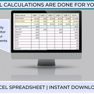Debt Snowball Excel Spreadsheet, Quick Debt Relief, Debt Payoff Tracker ...