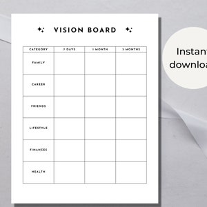 Vision Board Printable, Focus Board Printable, Vision Board PDF ...