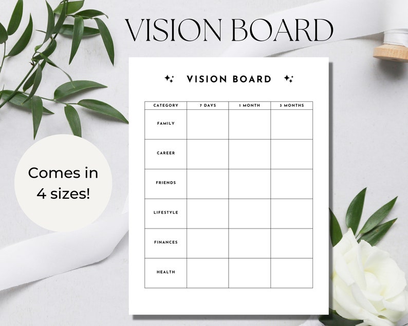 Vision Board Printable, Focus Board Printable, Vision Board PDF ...
