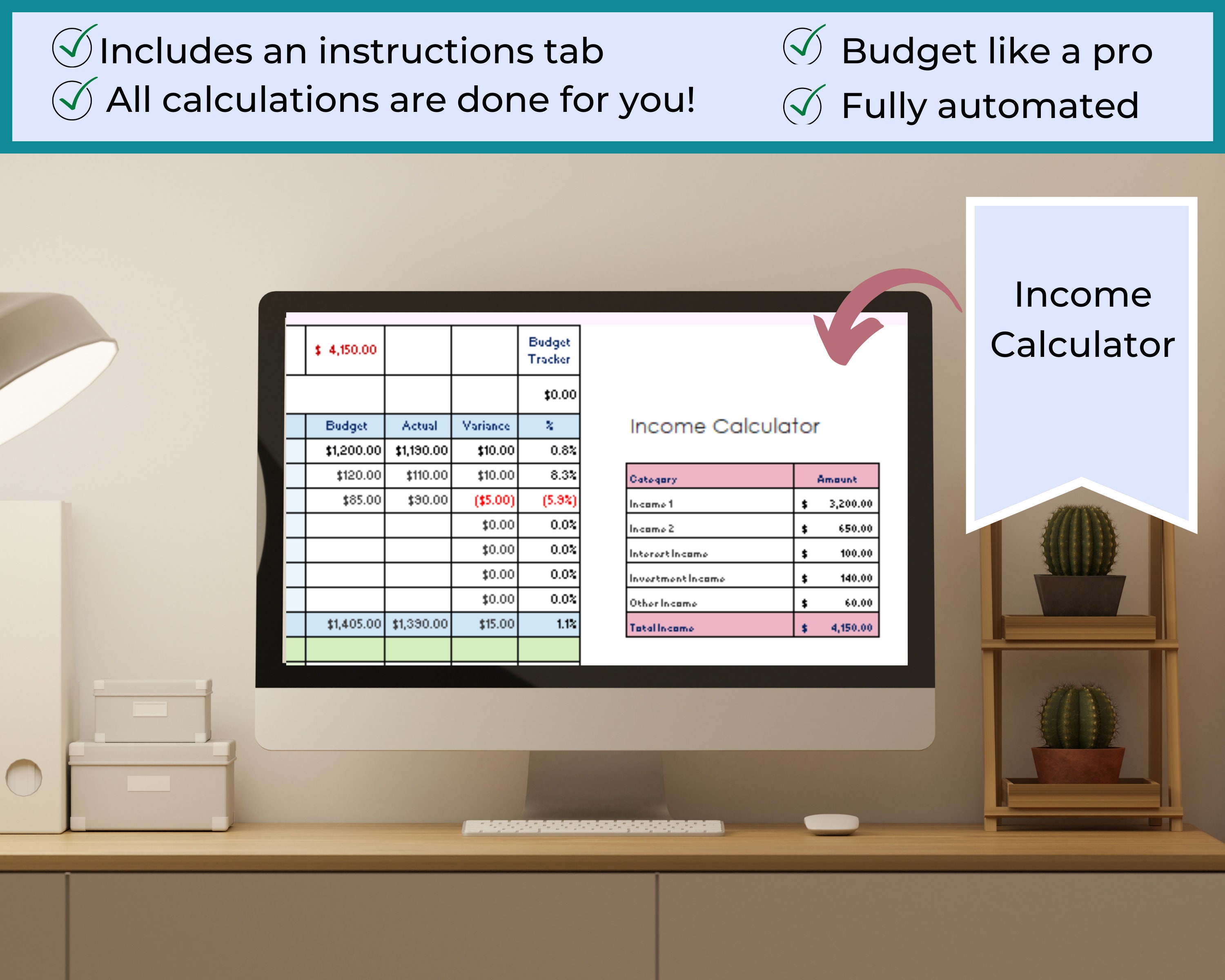 Monthly Budget Excel Spreadsheet With Comparison Chart,personal Budget ...