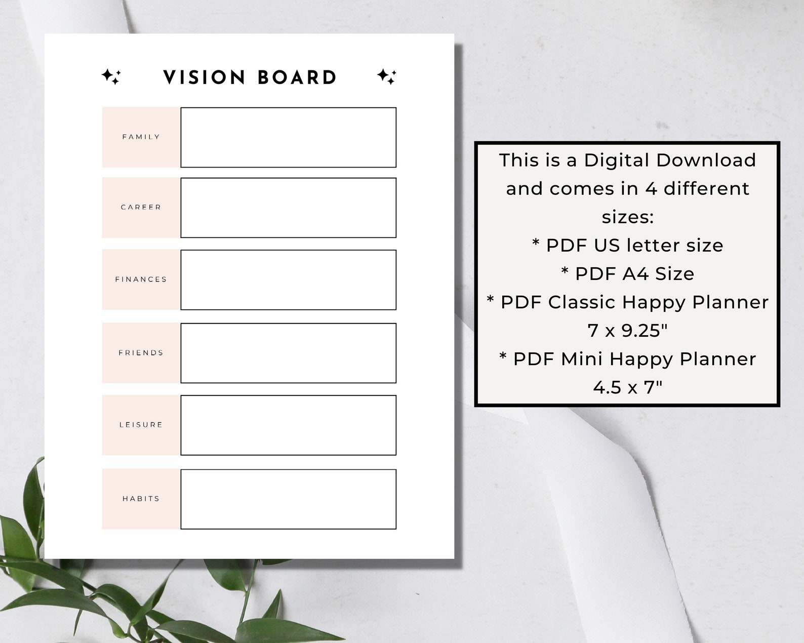 Printable Vision Board, Goal Planner for Goodnotes, Vision Board ...