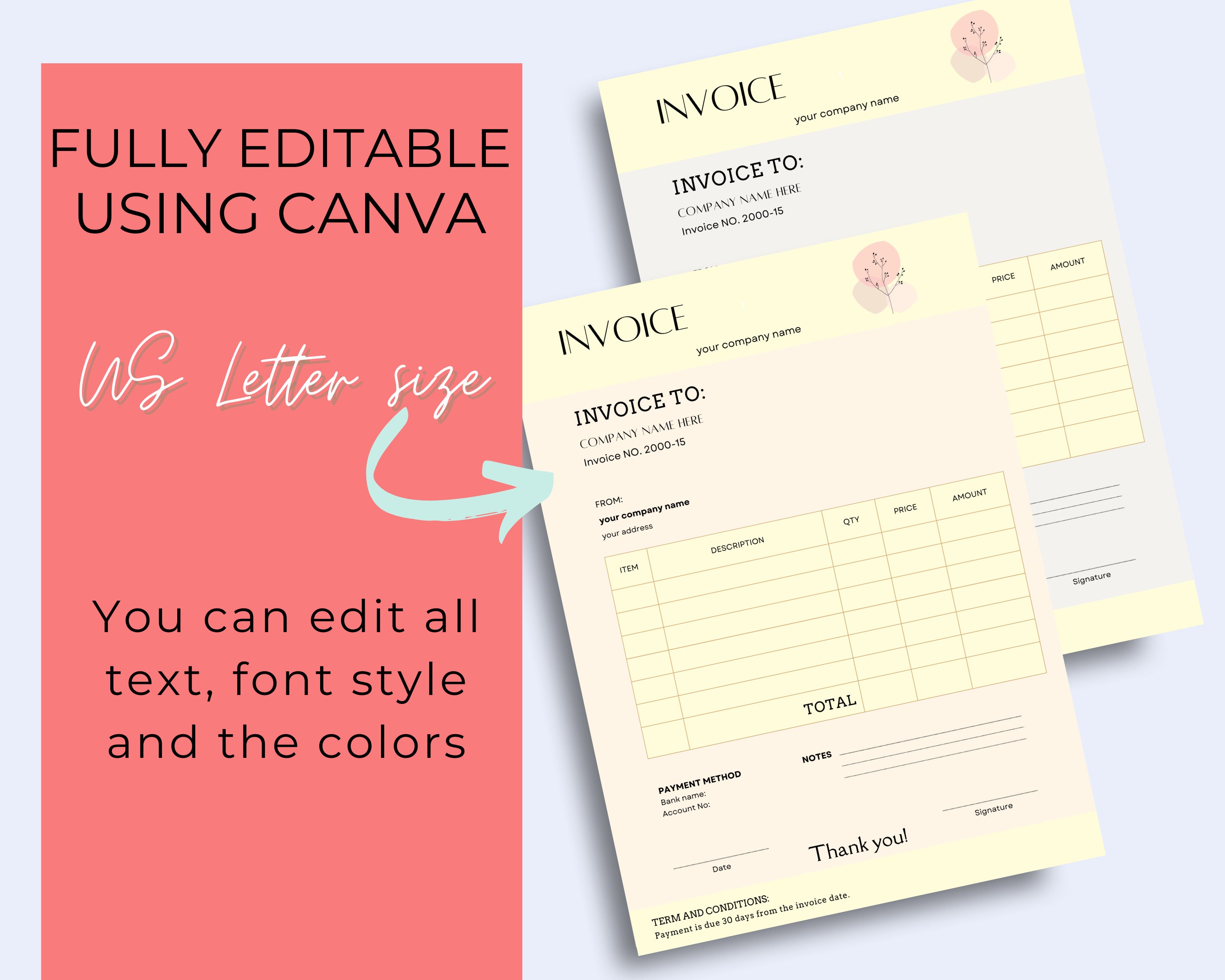 Printable Small Business Invoice Template, Invoice Canva Editable ...