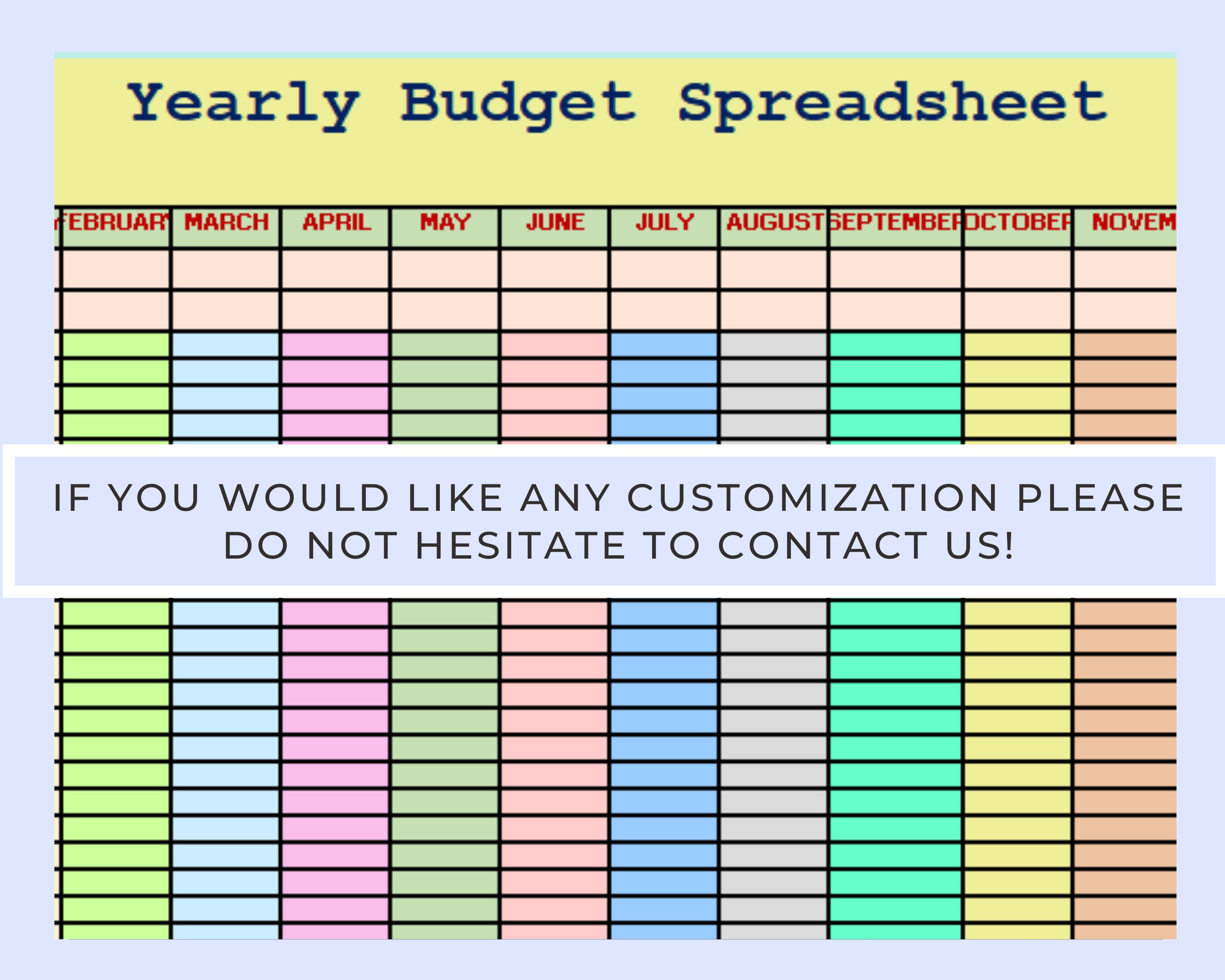Yearly Budget Template, Excel Spreadsheet Download, Budget Tracker ...