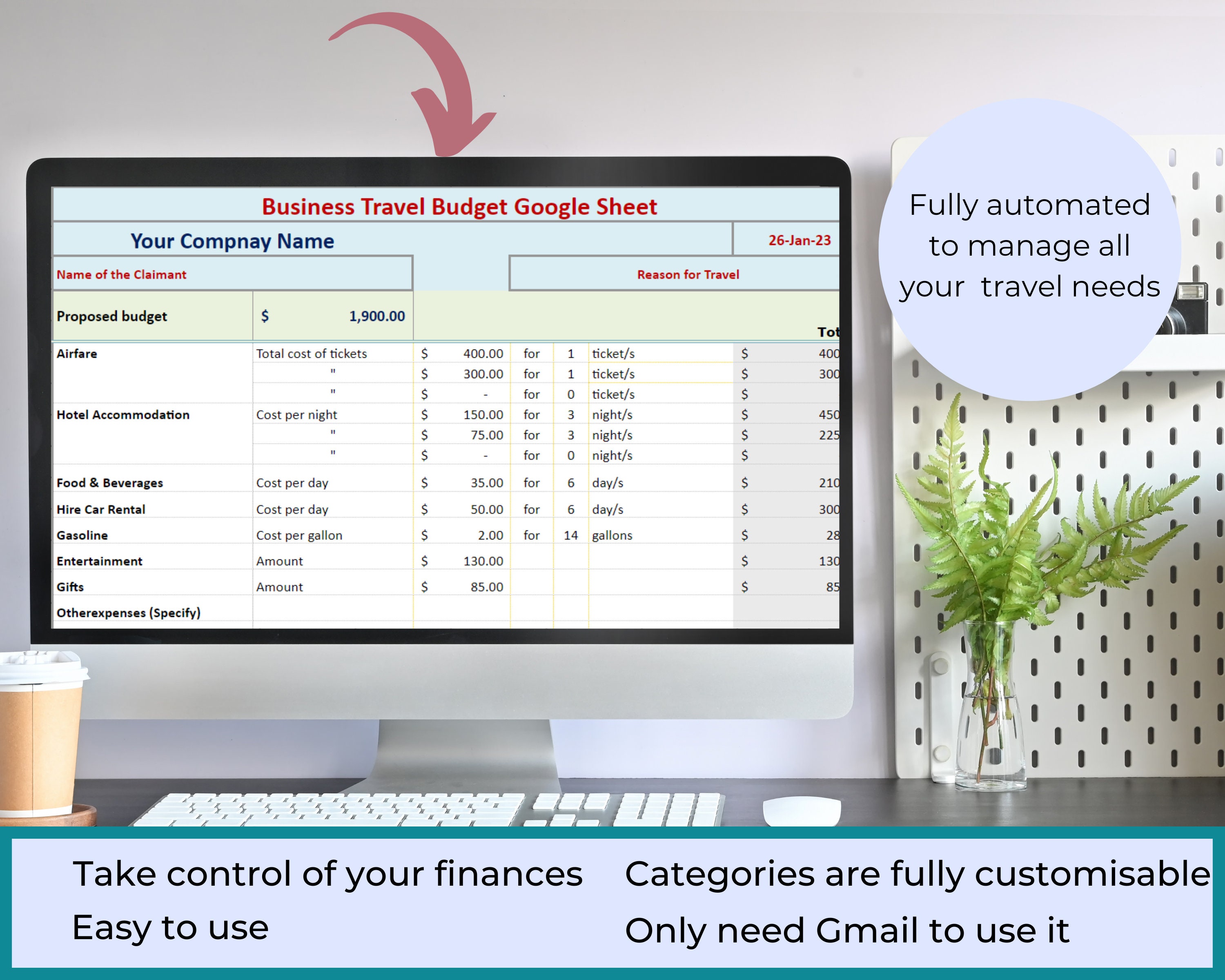 Business Travel Budget Template for Small Business, Travel Budget ...
