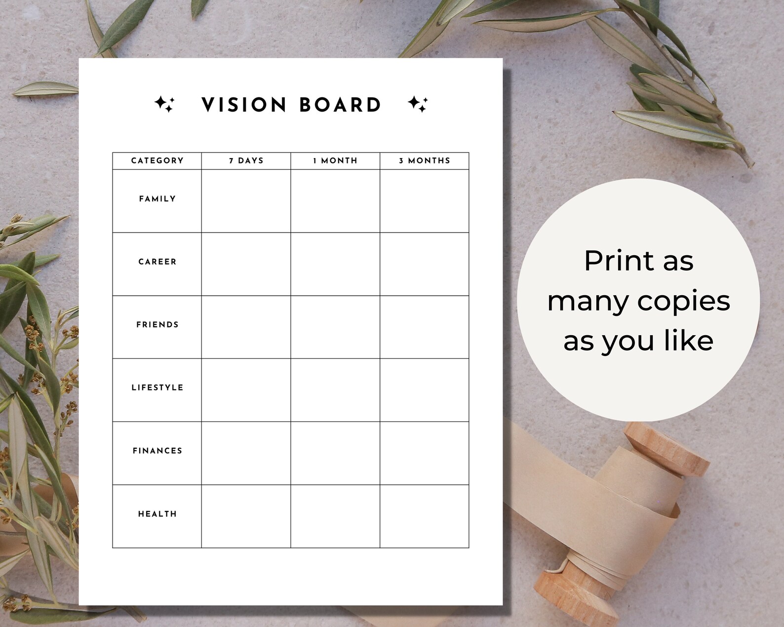 Vision Board Printable, Focus Board Printable, Vision Board PDF ...