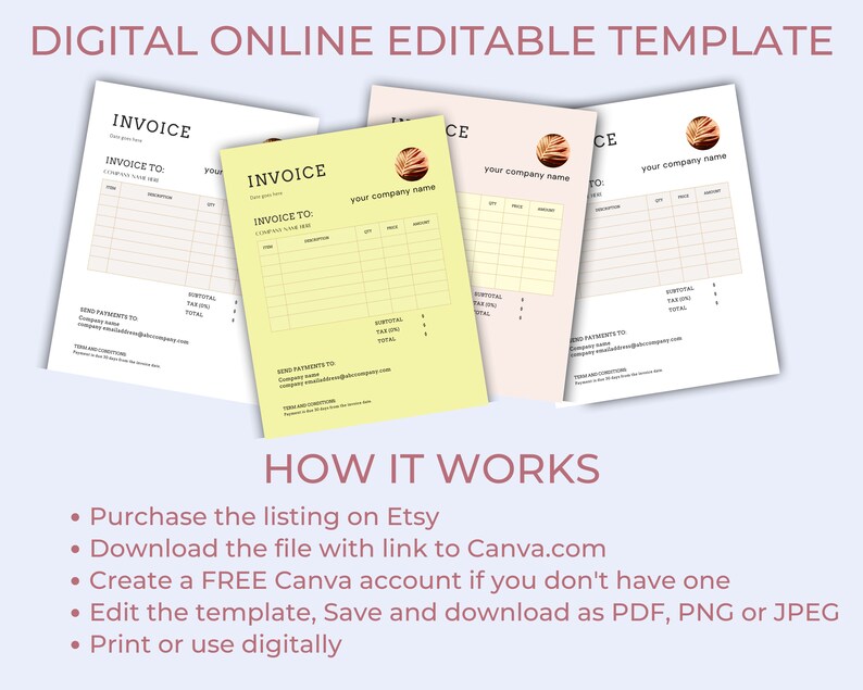Printable Small Business Invoice Template, Invoice Canva Editable ...
