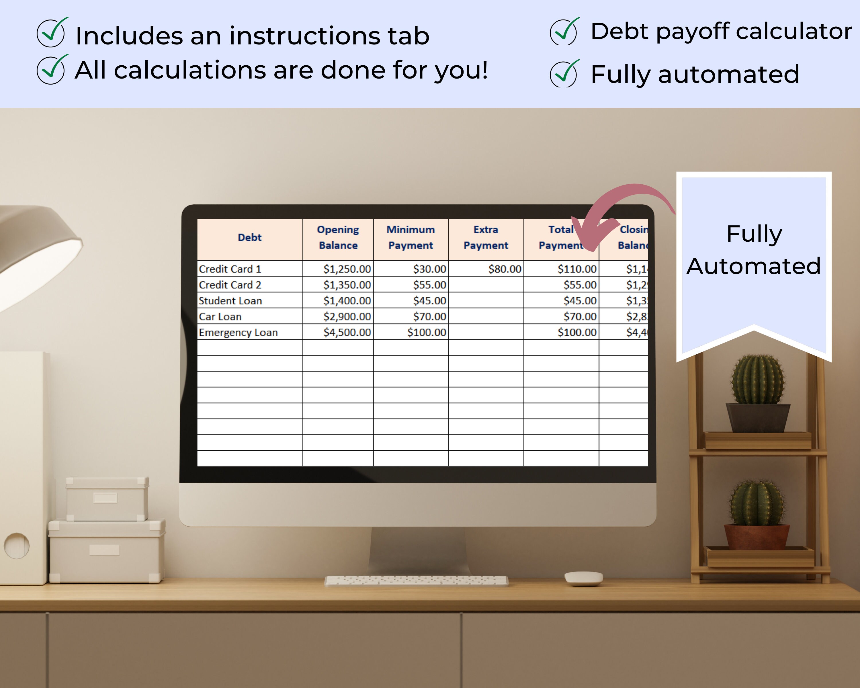 Pay off Debt Faster With This Easy Debt Snowball Excel Tracker Organize ...