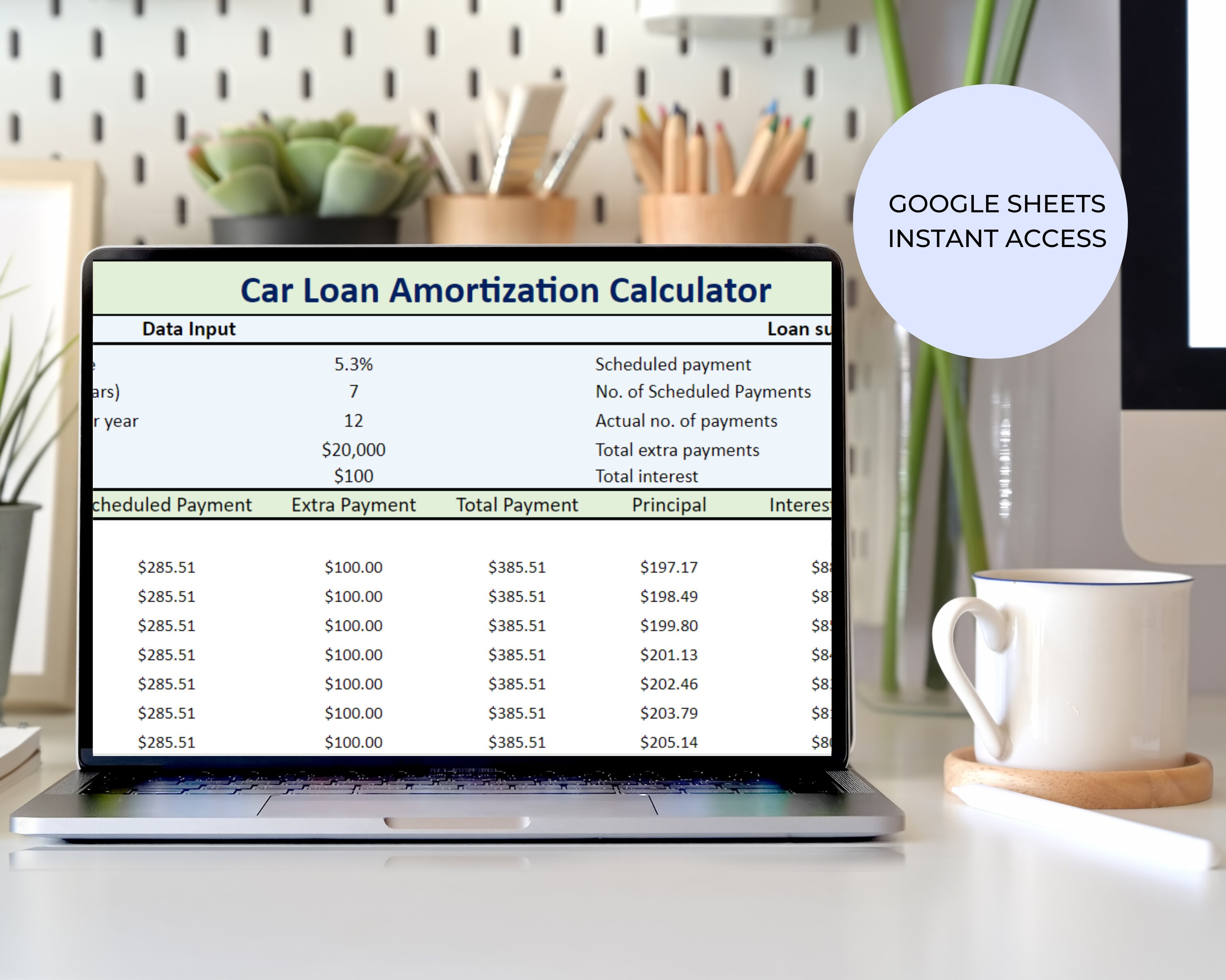 Car Loan Amortization Google Sheet, Debt Repayment Google Sheet, Car ...