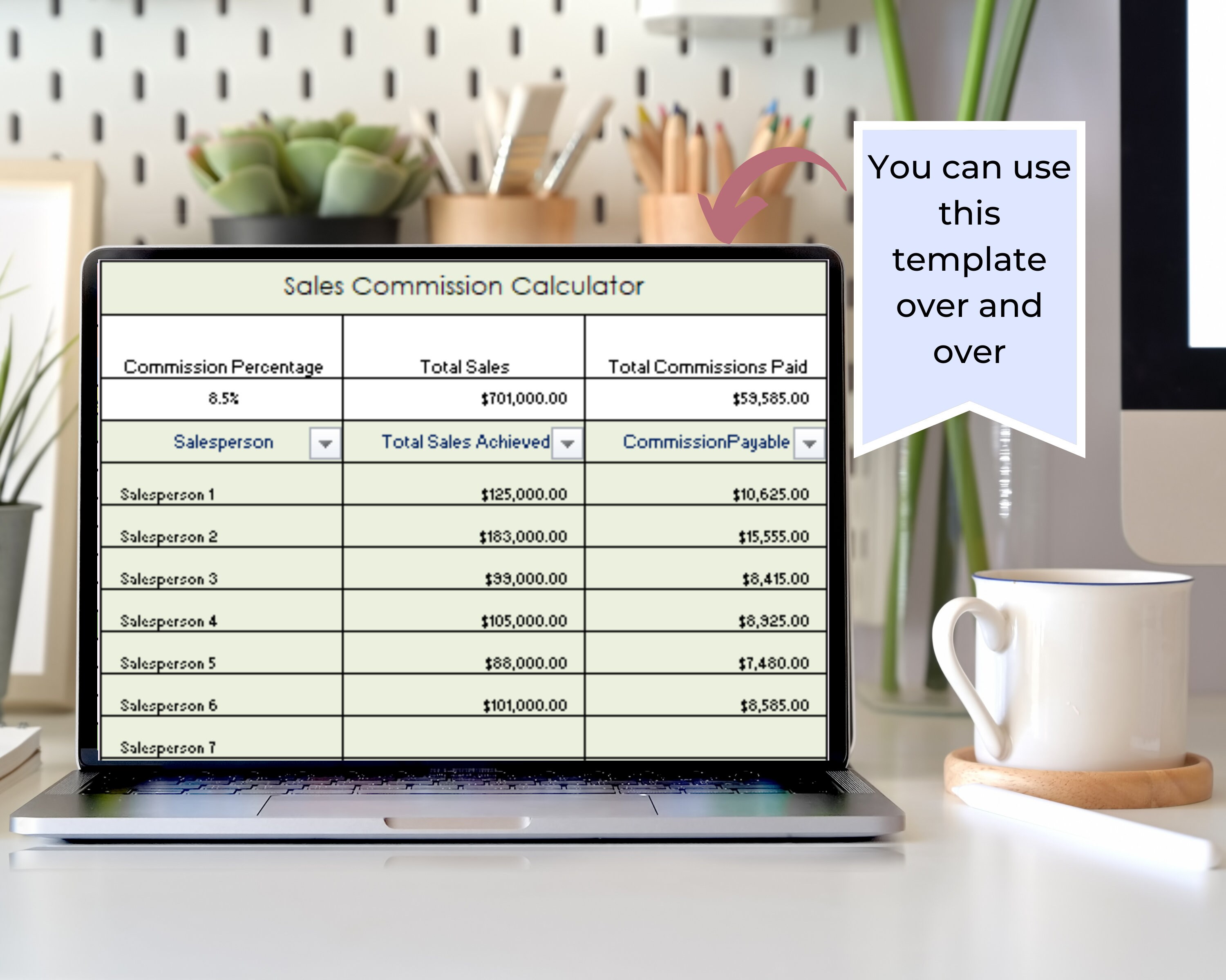 Sales Commission Calculator, Editable Excel Sales Commission Calculator ...