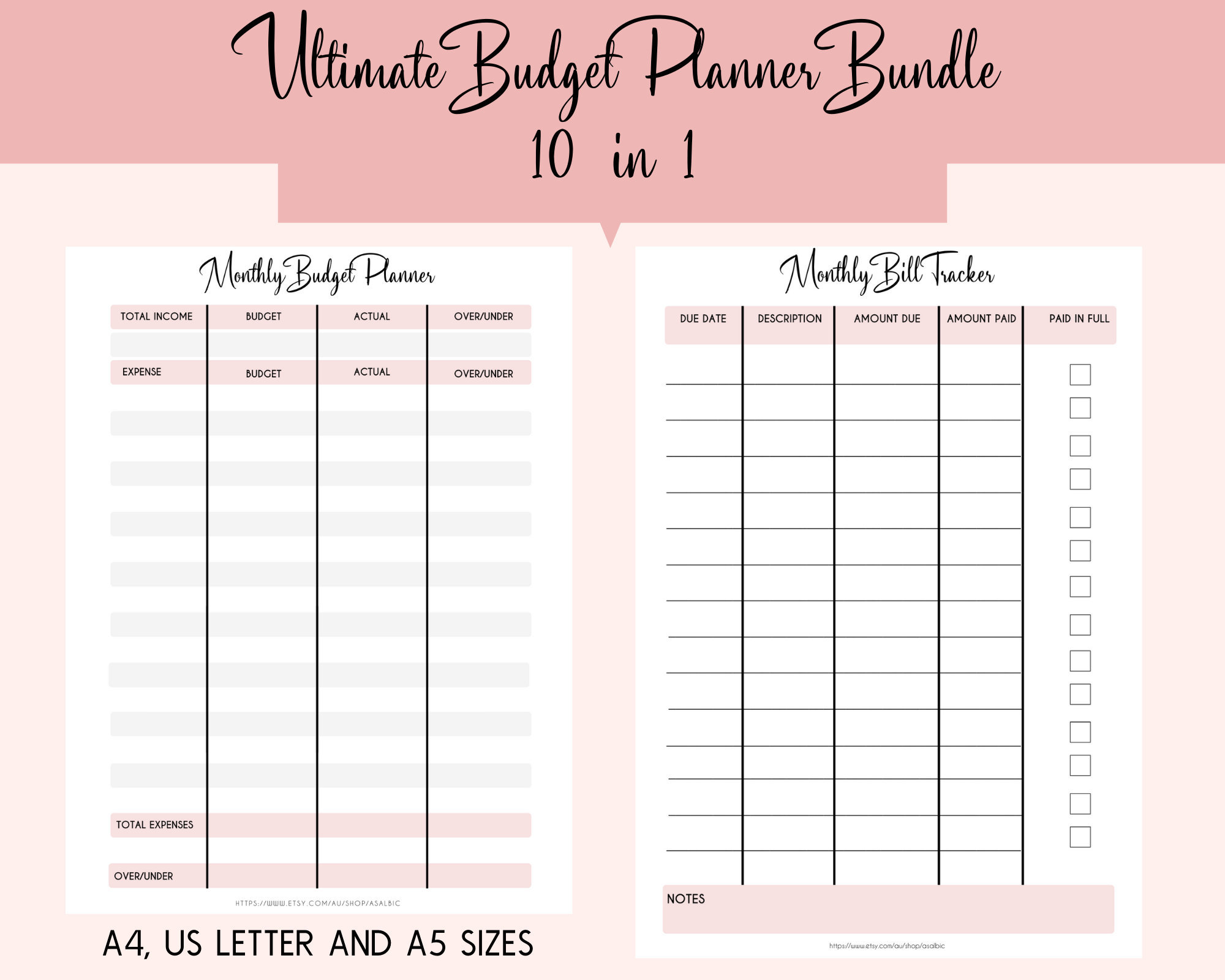 Ultimate Budget Planner Bundle Monthly Budget Grocery And Bill