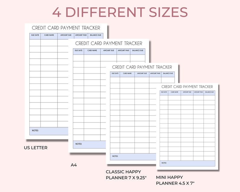 Printable Credit Card Payment Tracker, Debt Payoff Log (digital ...