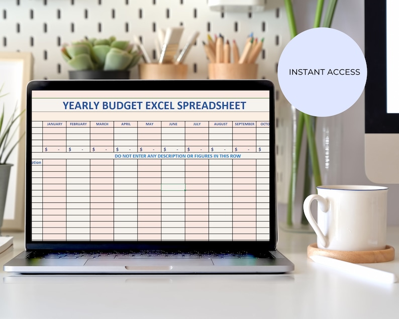 Yearly Budget Excel Spreadsheet Template Download Budget - Etsy