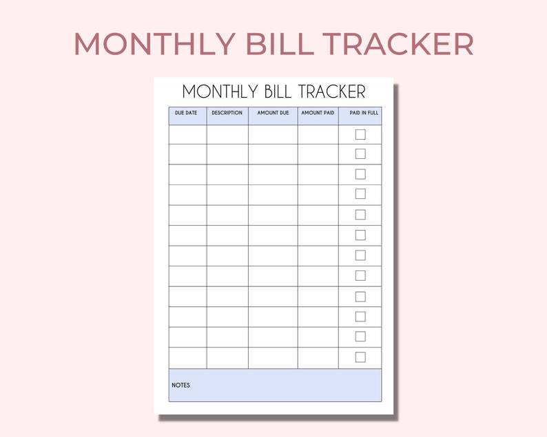Monthly Bill Payment Tracker: Printable Budget & Expense Organizer ...