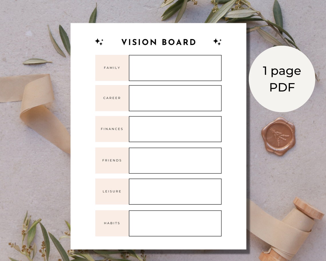 Printable Vision Board Goal Planner for Goodnotes Vision - Etsy