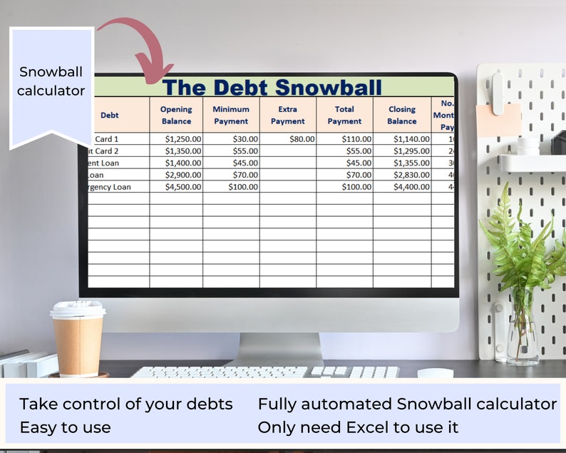Debt Snowball Excel Spreadsheet: Payment Tracker (digital) - Etsy