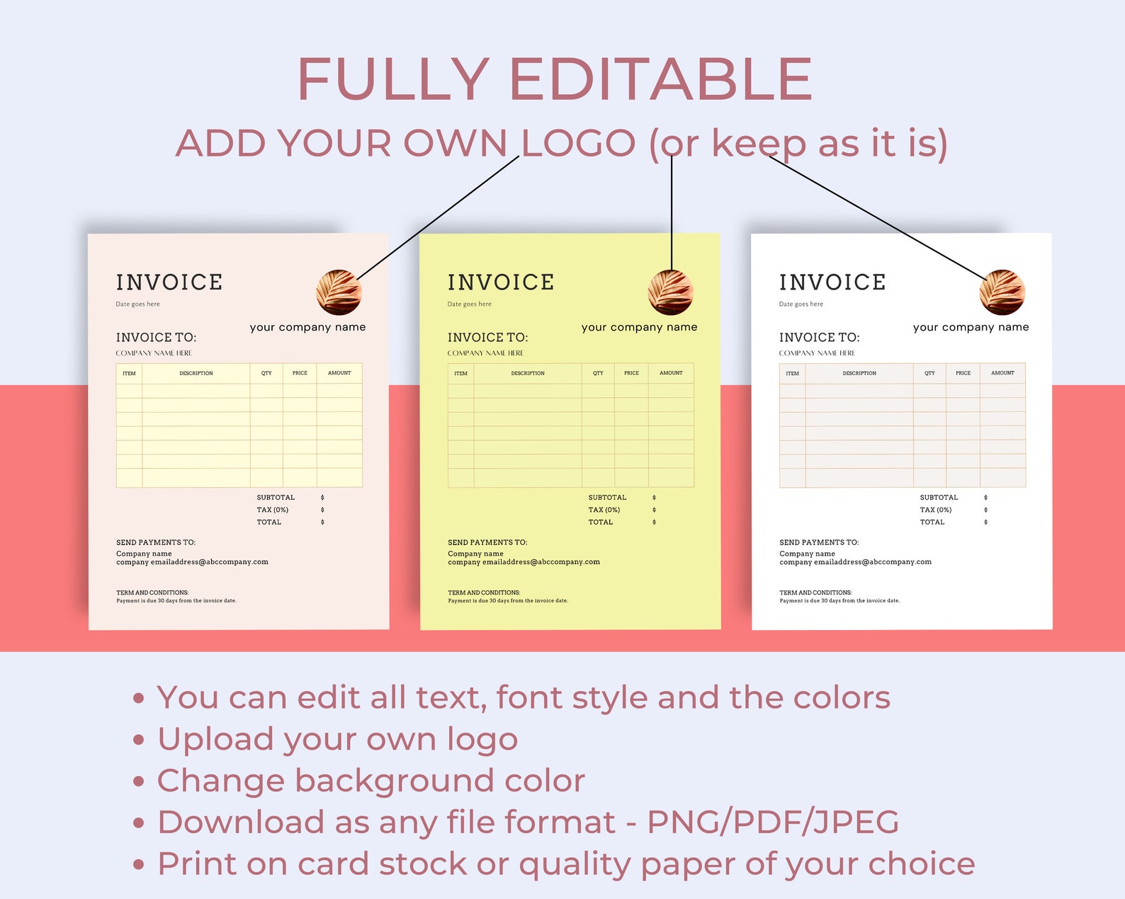 Printable Small Business Invoice Template, Invoice Canva Editable ...
