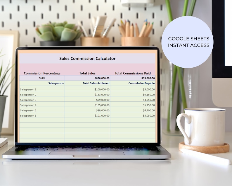 Sales Commission Tracker: Google Sheet Template (download) - Etsy