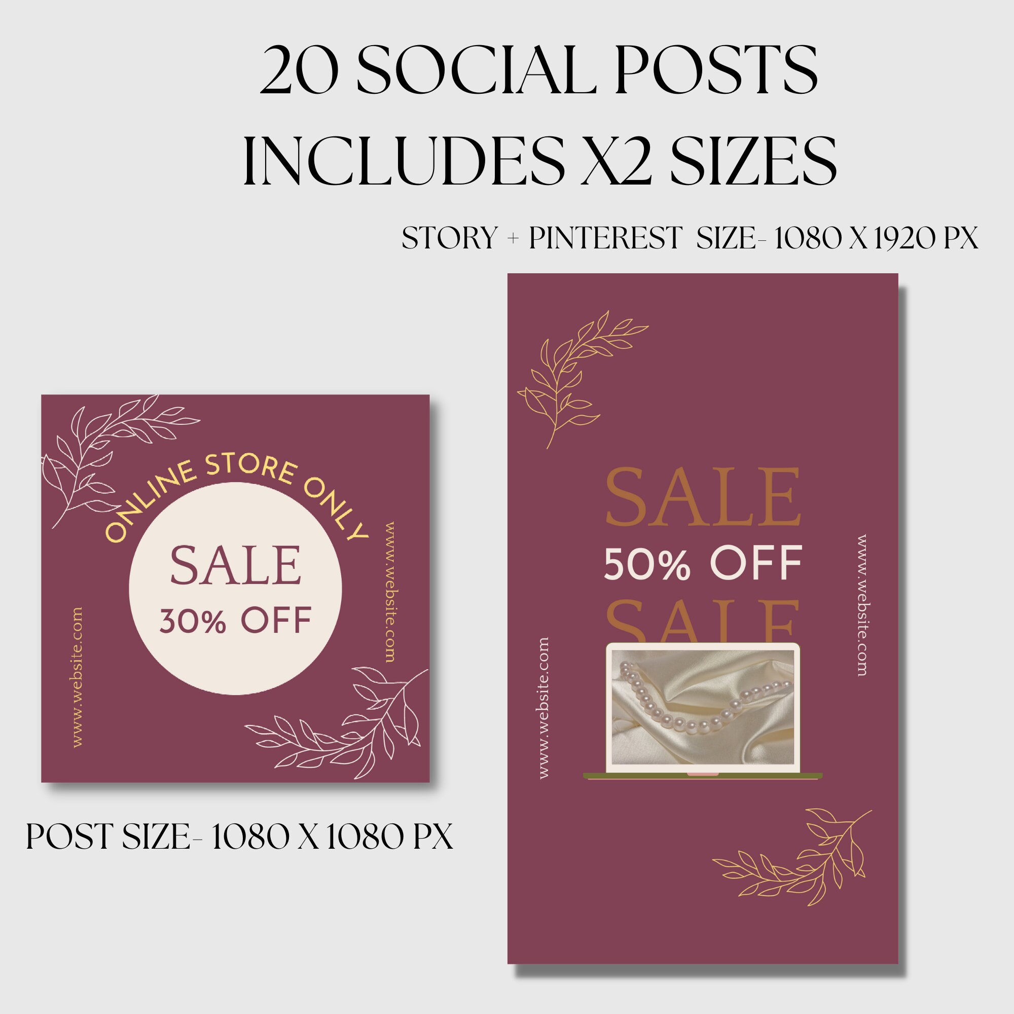 PURPLE Social Media Post Templates Beautiful Stories 20 - Etsy