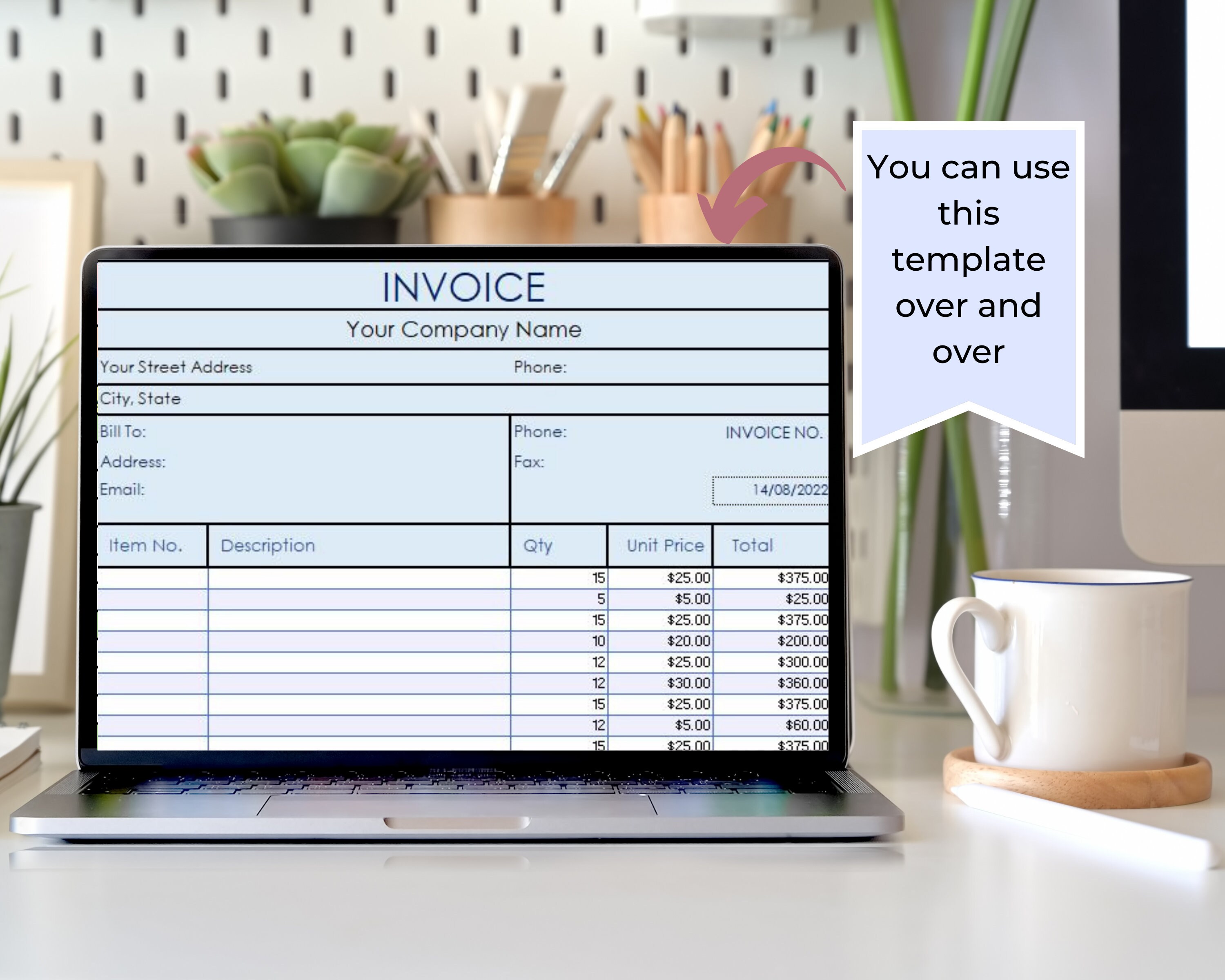 Customizable Small Business Invoice, Editable Invoice, Simple Easy to ...