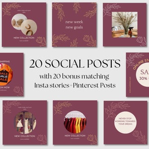 PURPLE Social Media Post Templates Beautiful Stories 20 - Etsy