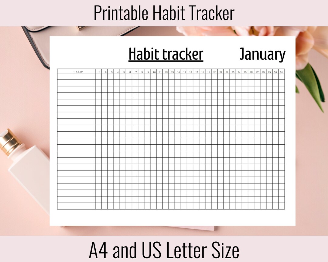 Buy Printable Monthly Habit Tracker: Goal Planner, Self-improvement ...