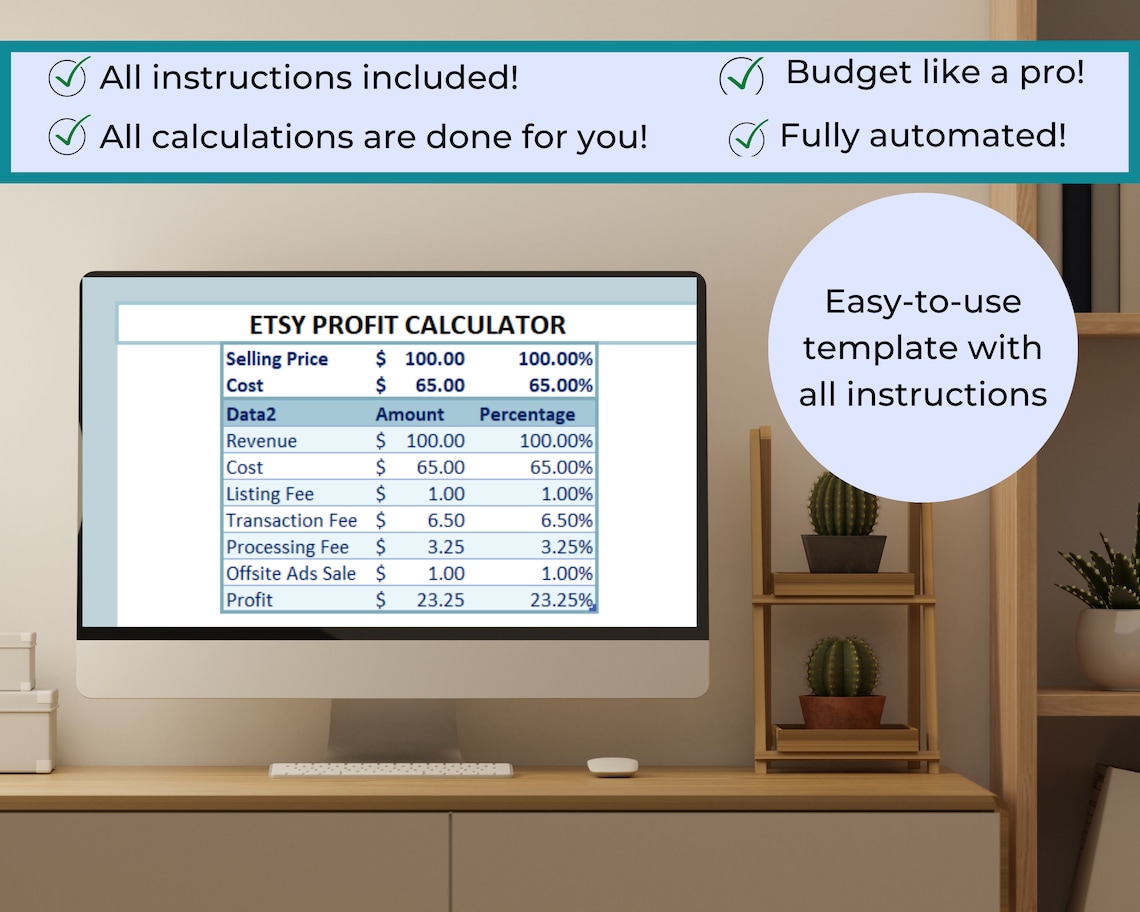 Etsy Profit Calculator for Sellers, Pricing Template for Small Business ...