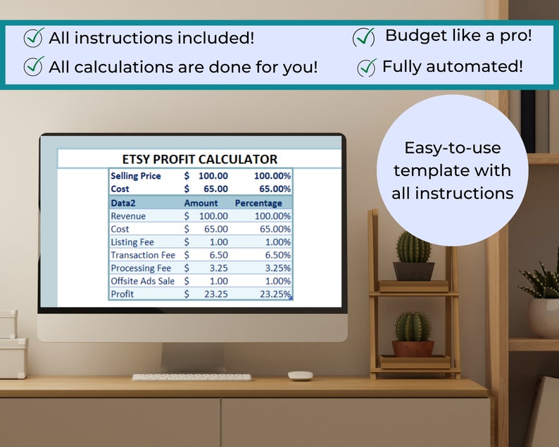 Etsy Profit Calculator for Sellers, Pricing Template for Small Business ...