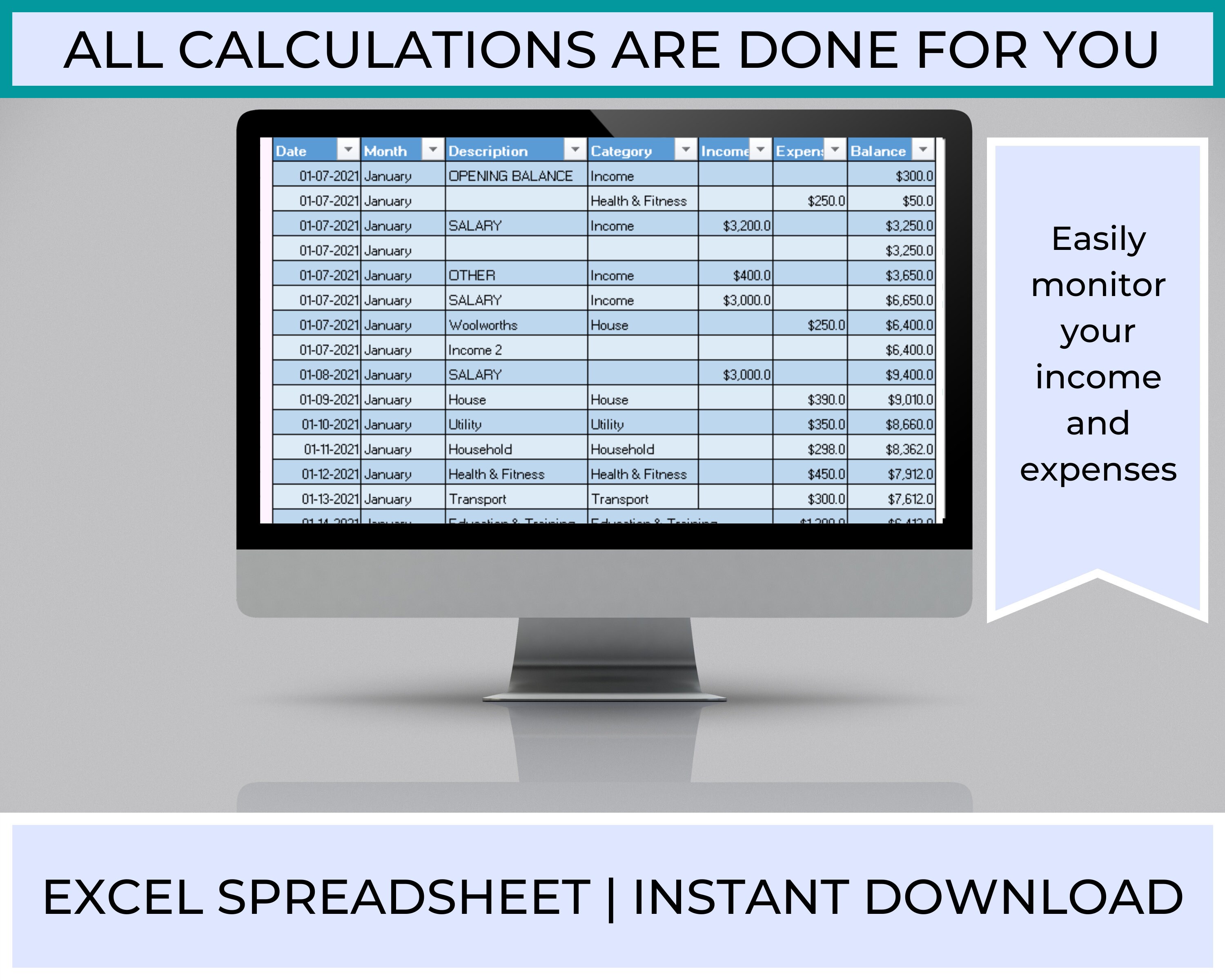 Ultimate Monthly Budget Planner, Budget Tracker, Expense Tracker ...