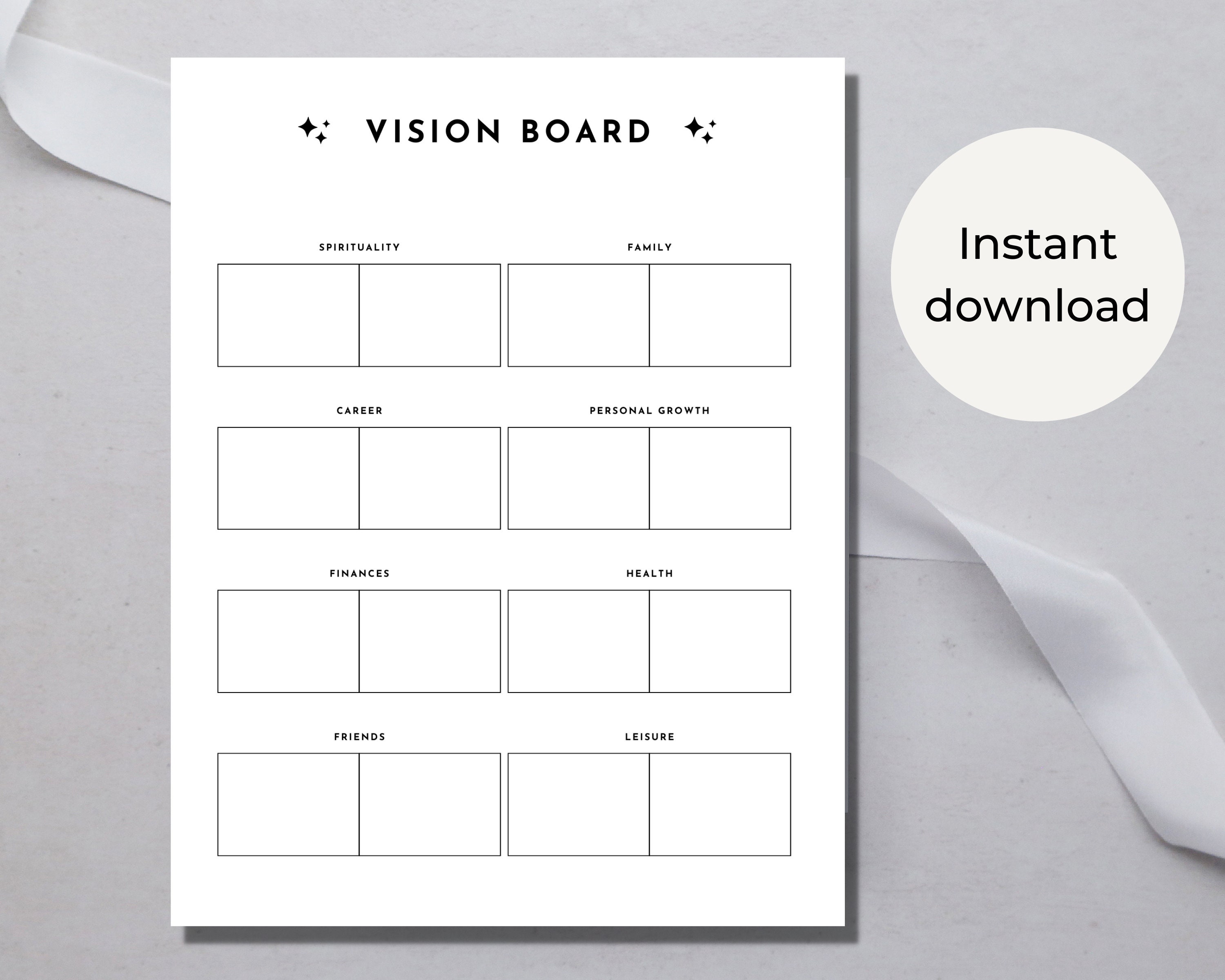 Focus Board Printable, Printable Vision Board, Goal Planner for ...