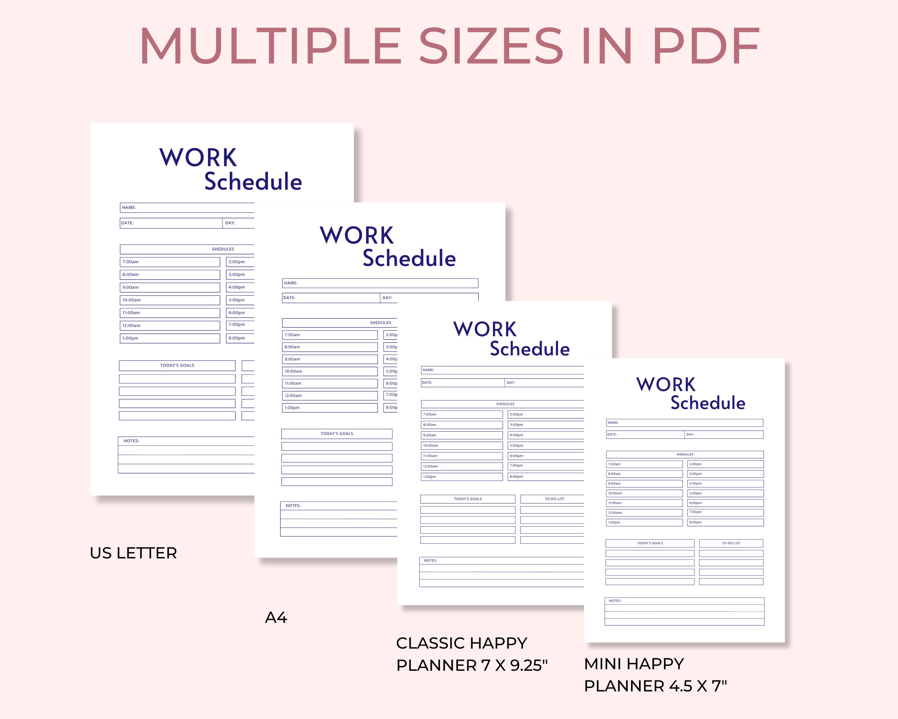 Small Business Work Schedule Sheet, Work Schedule Printable, Work Log ...