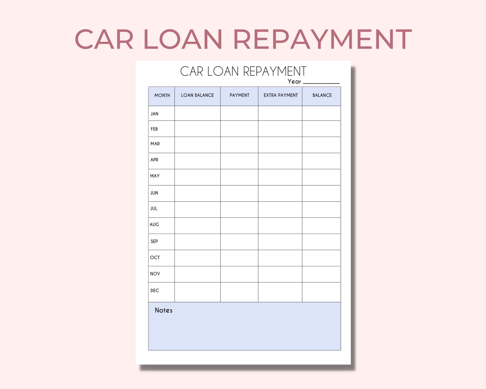 Car Loan Payment Tracker: Printable Finance Organizer (PDF Download) - Etsy