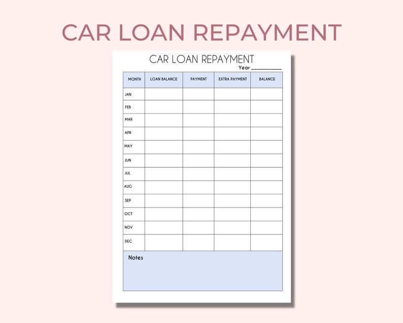 Car Loan Payment Tracker: Printable Finance Organizer (PDF Download) - Etsy