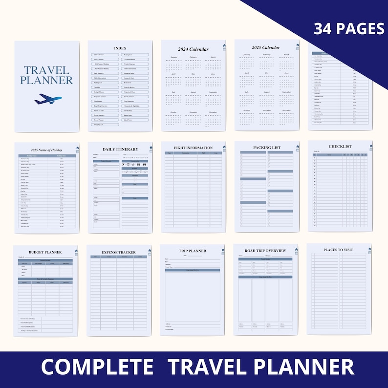 34-page Travel Planner Printable: Ultimate Trip Journal (PDF) - Etsy