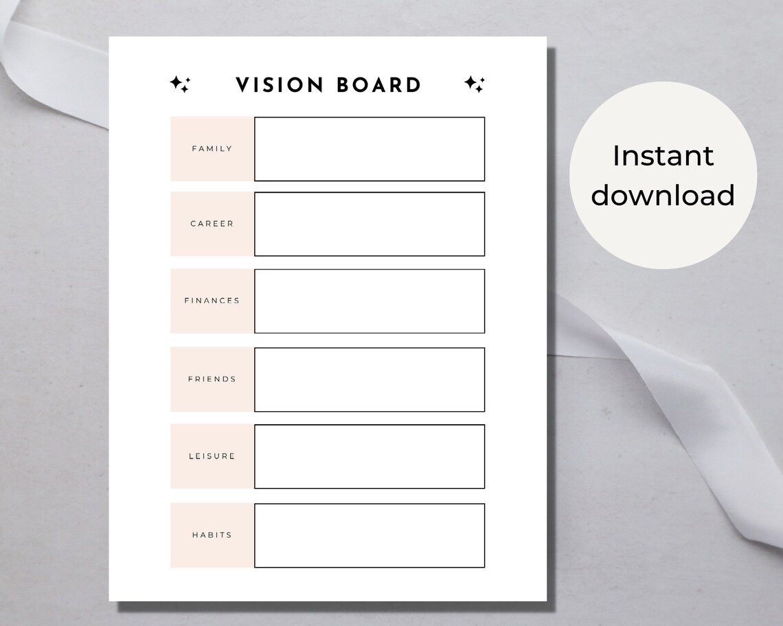 Printable Vision Board Goal Planner for Goodnotes Vision - Etsy