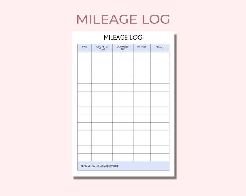 Mileage Tracker, Mileage Log Printable, Car Mileage Tracker for ...