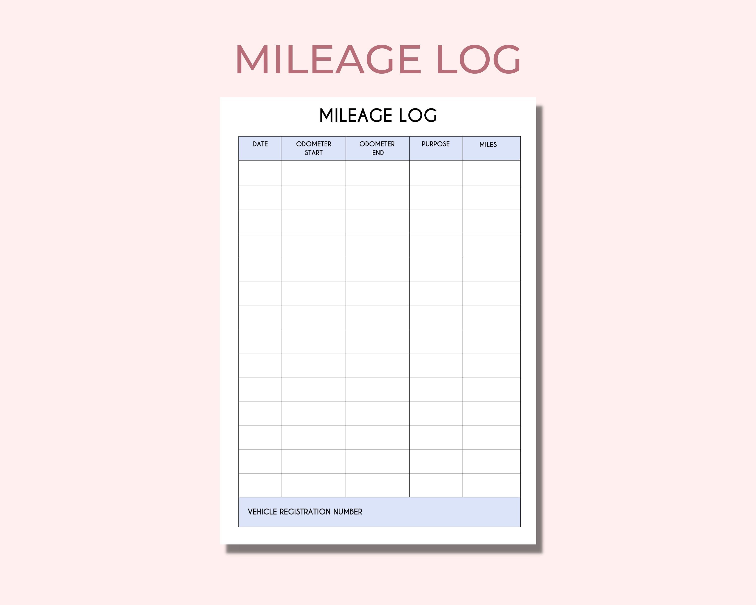 Mileage Tracker Mileage Log Printable Car Mileage Tracker For