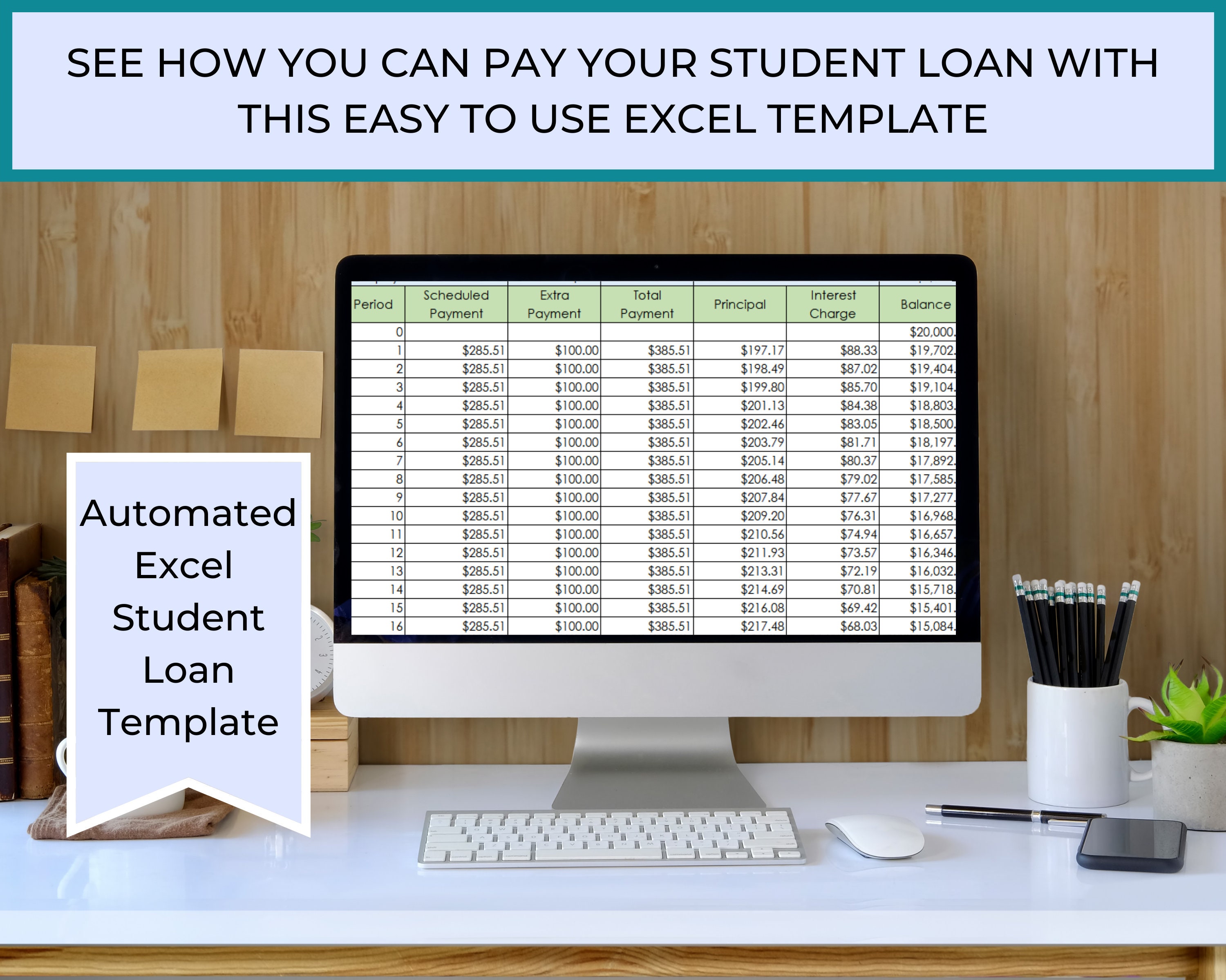 Student Loan Repayment Excel Spreadsheet | Auto Payment Tracker | Extra ...