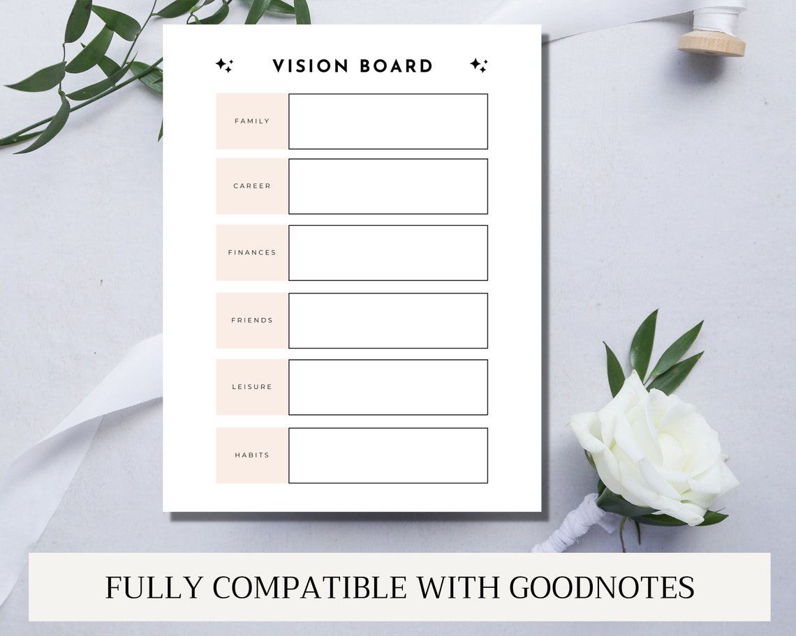 Printable Vision Board Goal Planner for Goodnotes Vision - Etsy