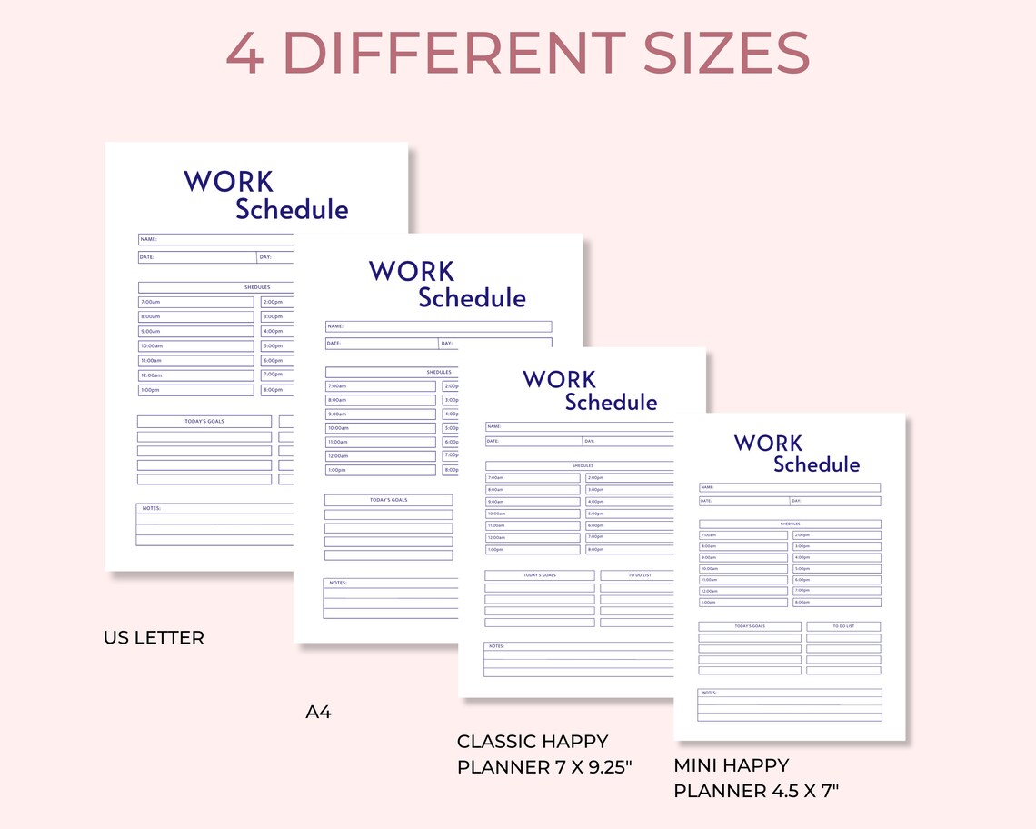 Small Business Work Schedule Sheet, Work Schedule Printable, Work Log ...