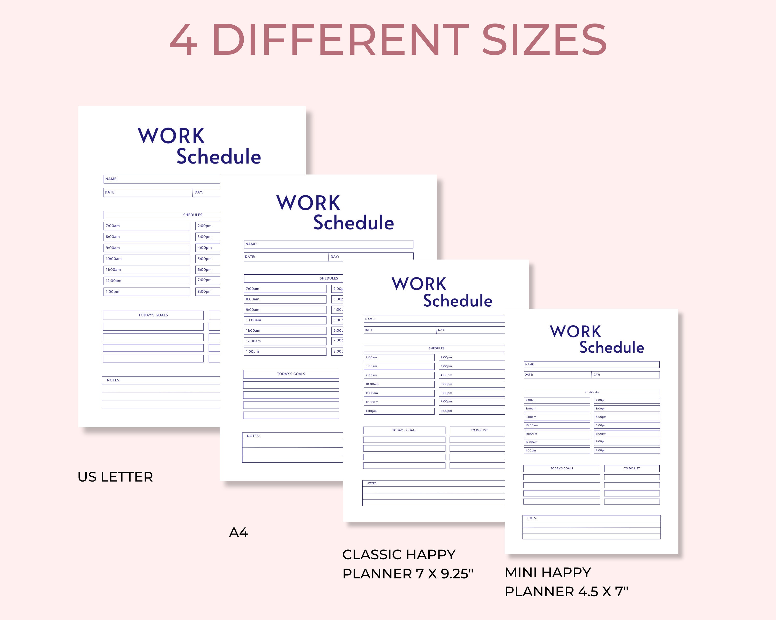 Small Business Work Schedule Sheet, Work Schedule Printable, Work Log ...