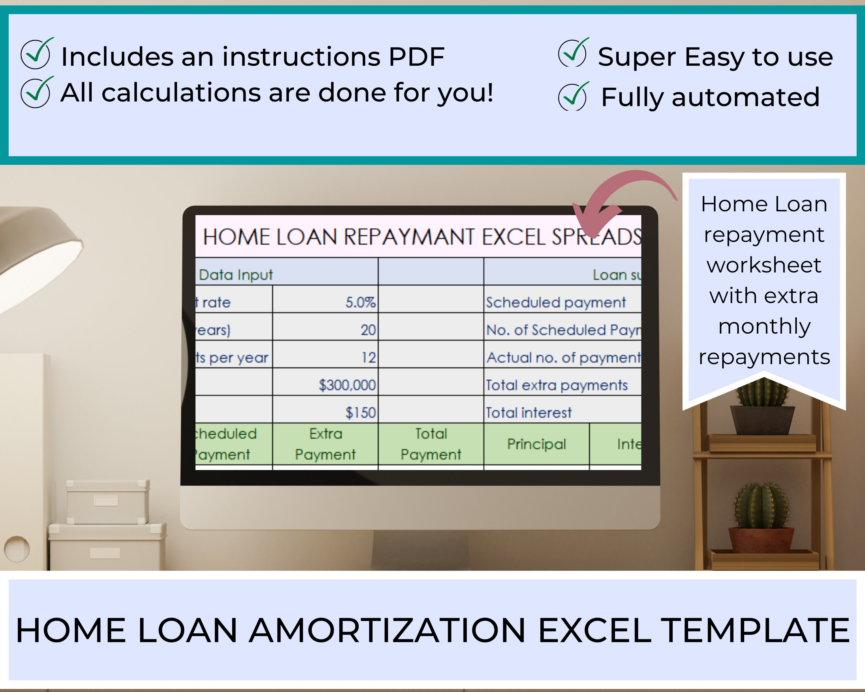 Home Loan Repayment Template, Loan Repayment Tracker, Track Your Loan ...
