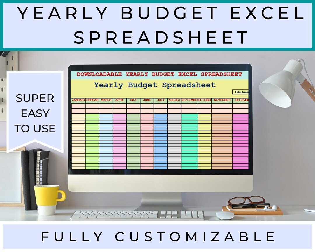 Yearly Budget Template, Excel Spreadsheet Download, Budget Tracker ...