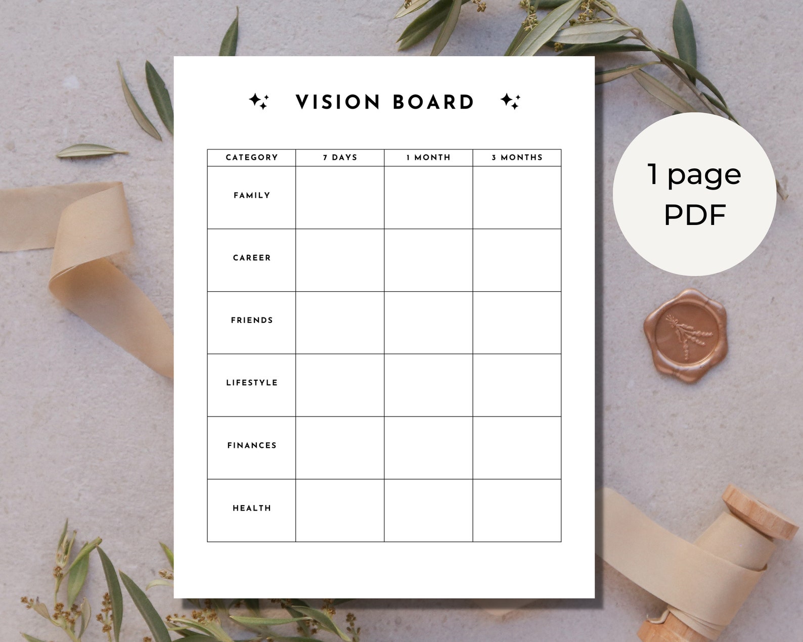 Vision Board Printable, Focus Board Printable, Vision Board PDF ...