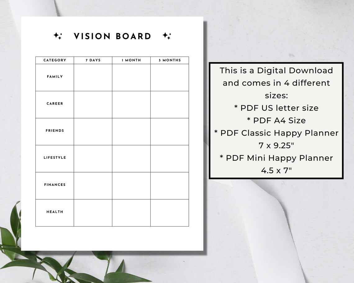 Vision Board Printable Focus Board Printable Vision Board - Etsy
