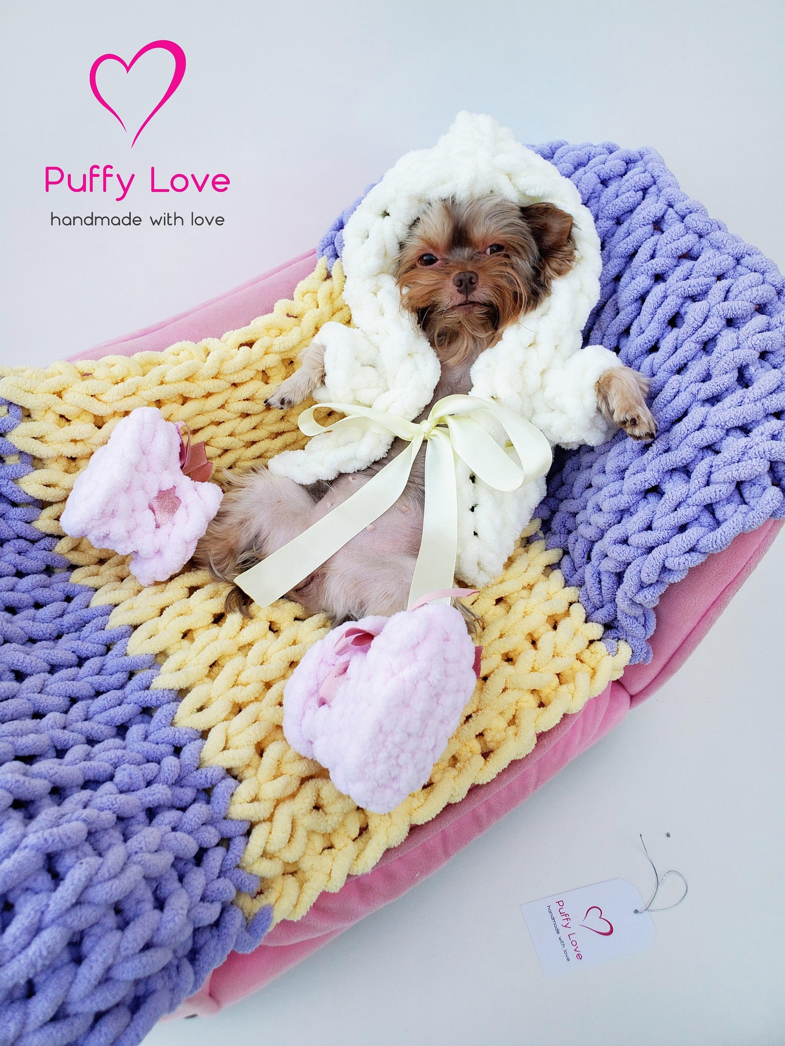Small Dog Bathrobe - Knit Puppy Robe - Soft Dog Robe - Dog Lover Gift ...