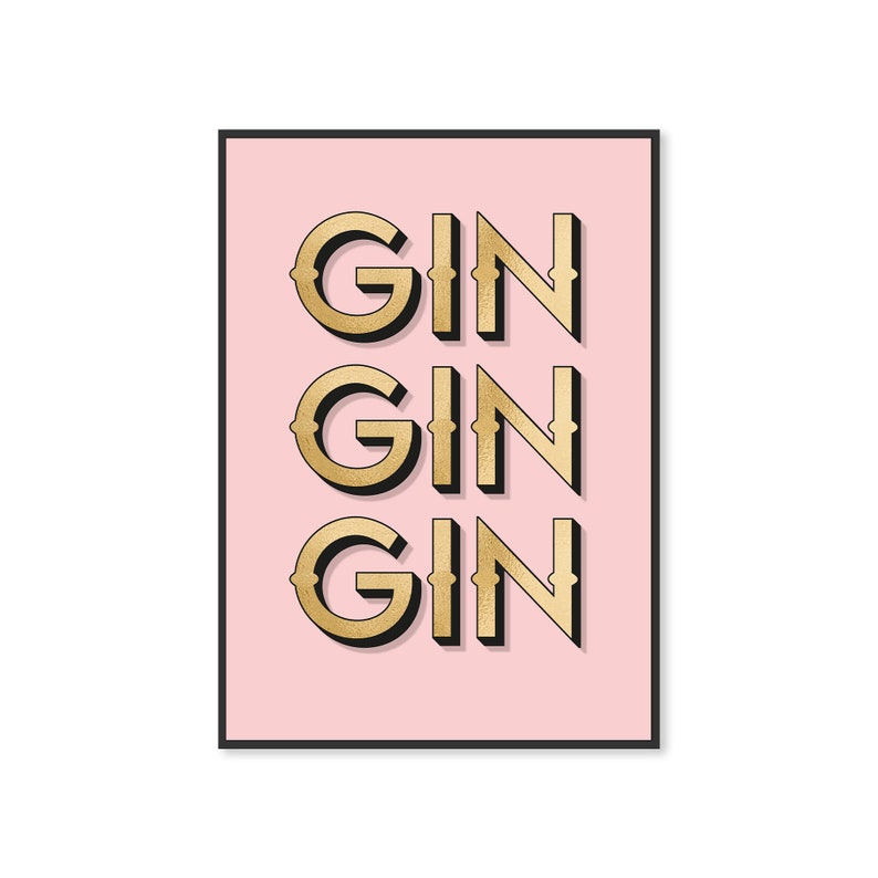 Gin Bar Typography Wall Art Print Sign Gin Home Bar Print | Etsy